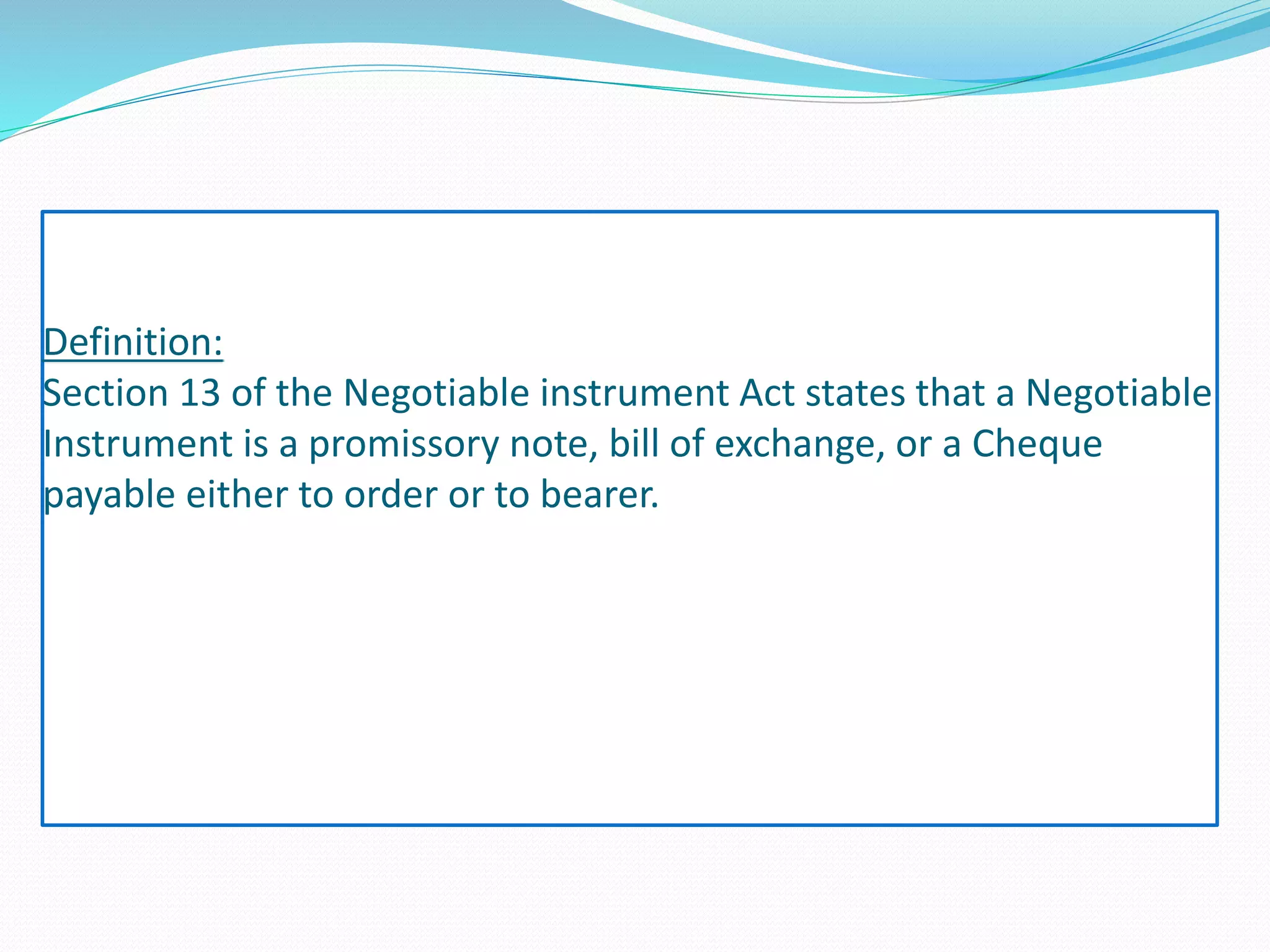 The negotiable instruments act 1881 | PPT