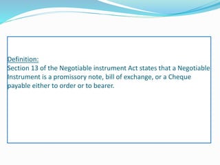 The negotiable instruments act 1881 | PPT