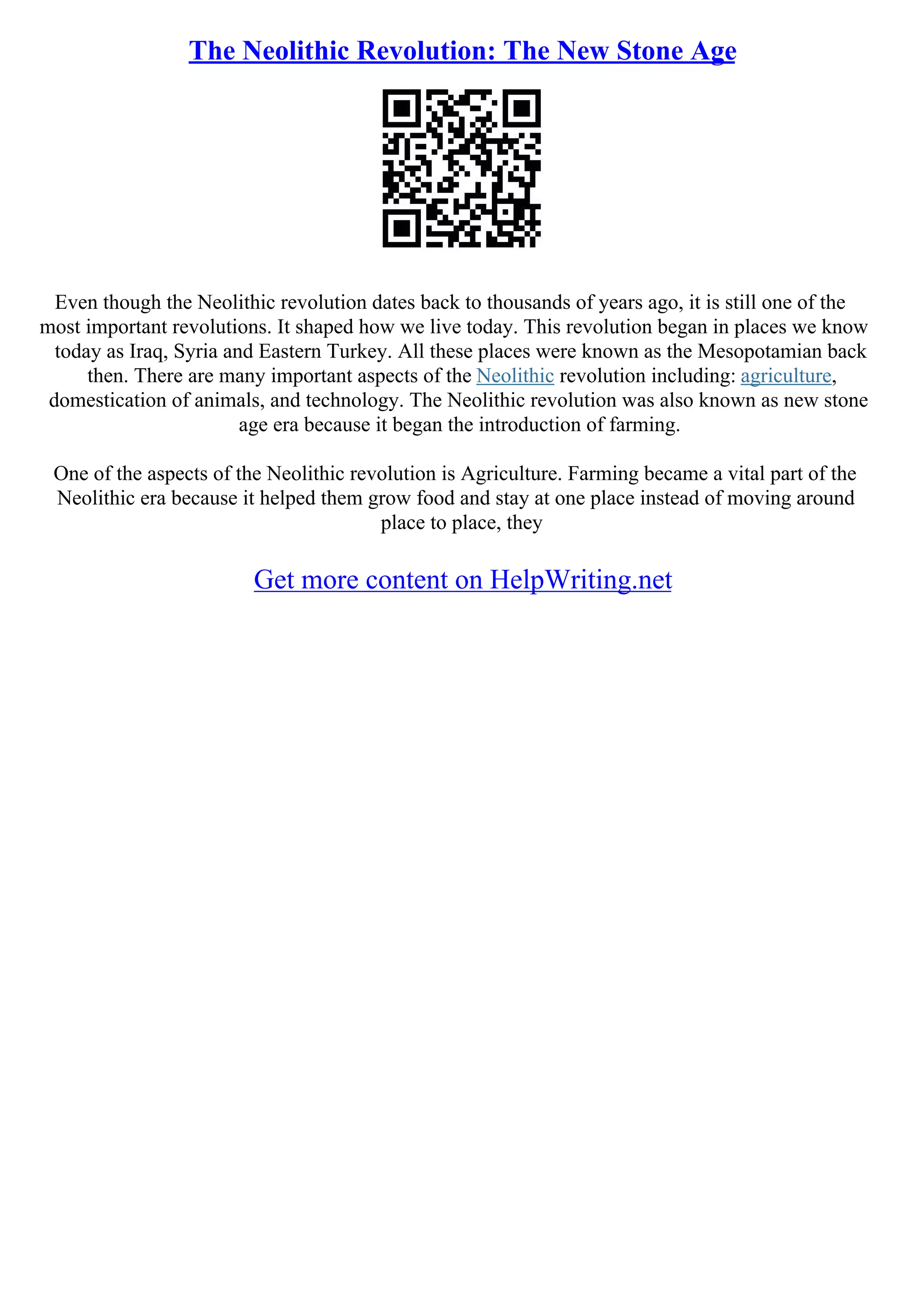 The Neolithic Revolution Essay | PDF