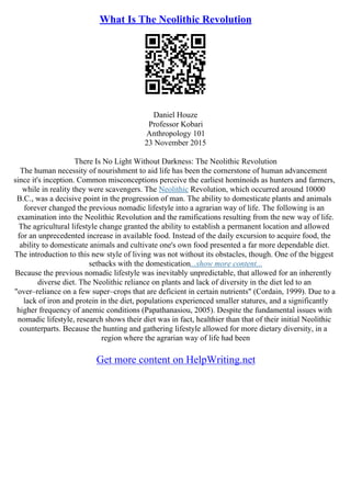The Neolithic Revolution Essay | PDF