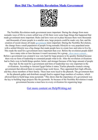 The Neolithic Revolution Essay | PDF