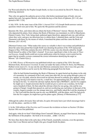 The Nephi-Moroni Problem - By Elden Watson and With Comments by Dr ...