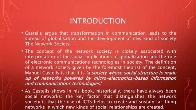 The Network Society : Manuel Castells | PPTX