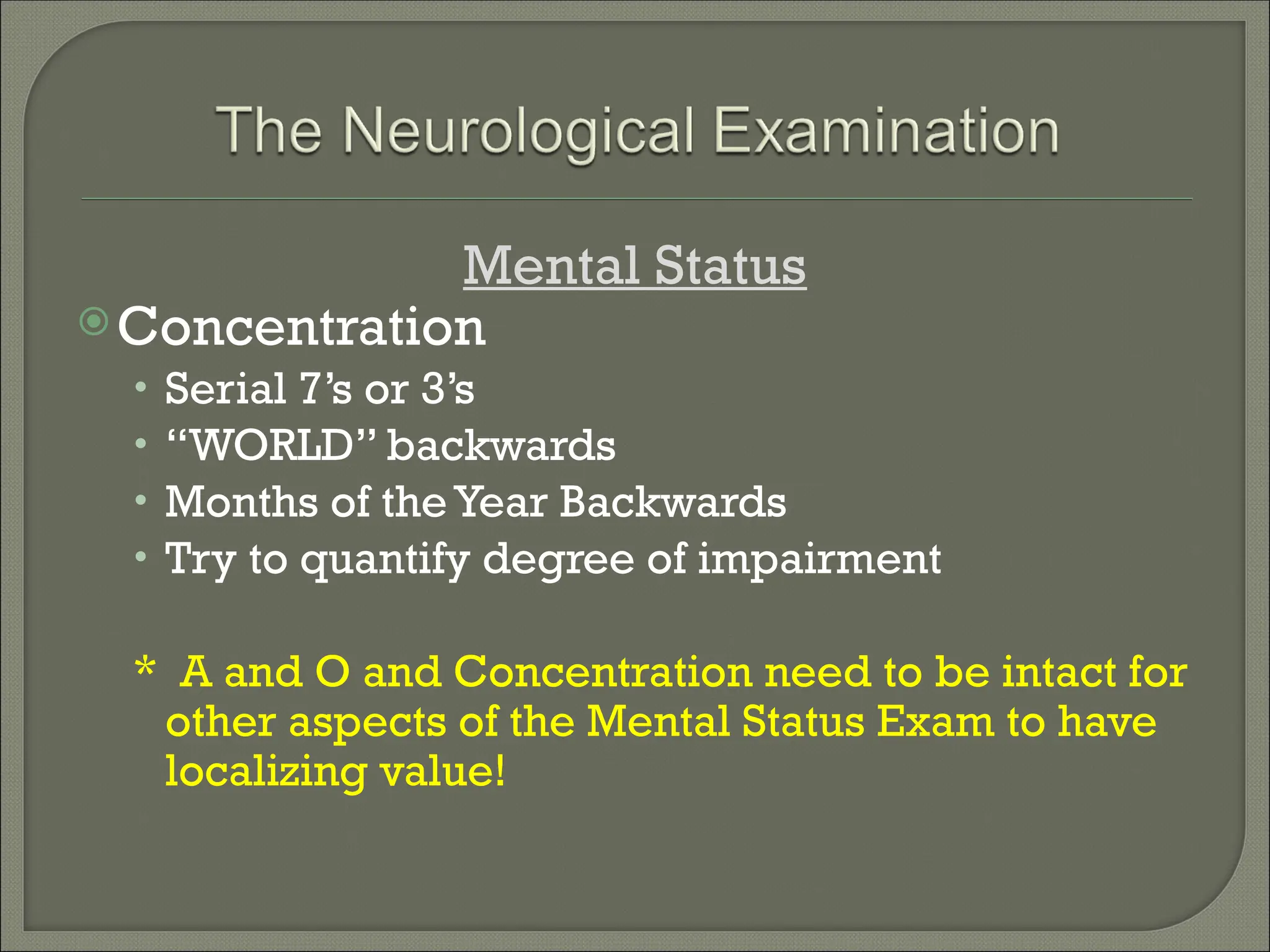 The Neuro Exam 2010; how to use an exam for your charts | PPT