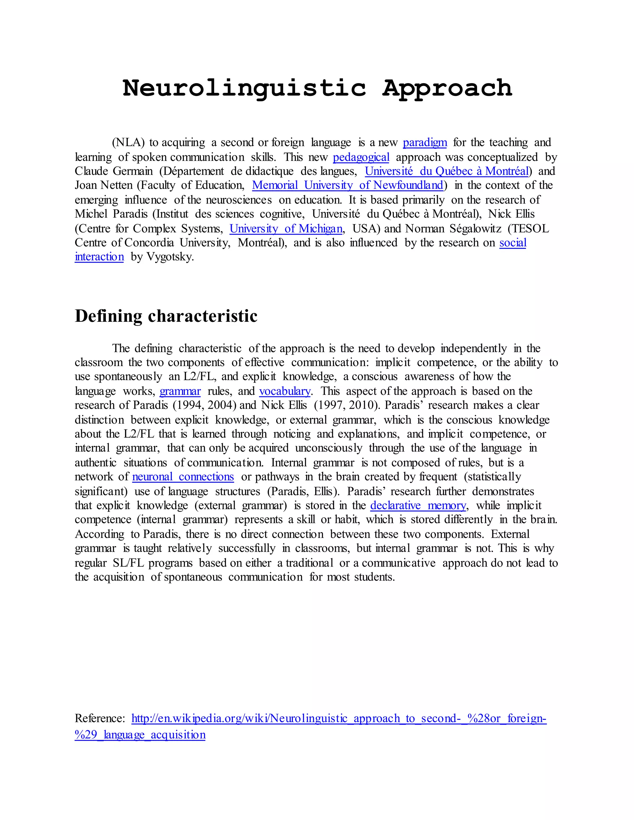 The neurolinguistic approach by sheena bernal | DOCX