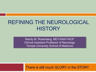 Refining The Neurological History | PPT