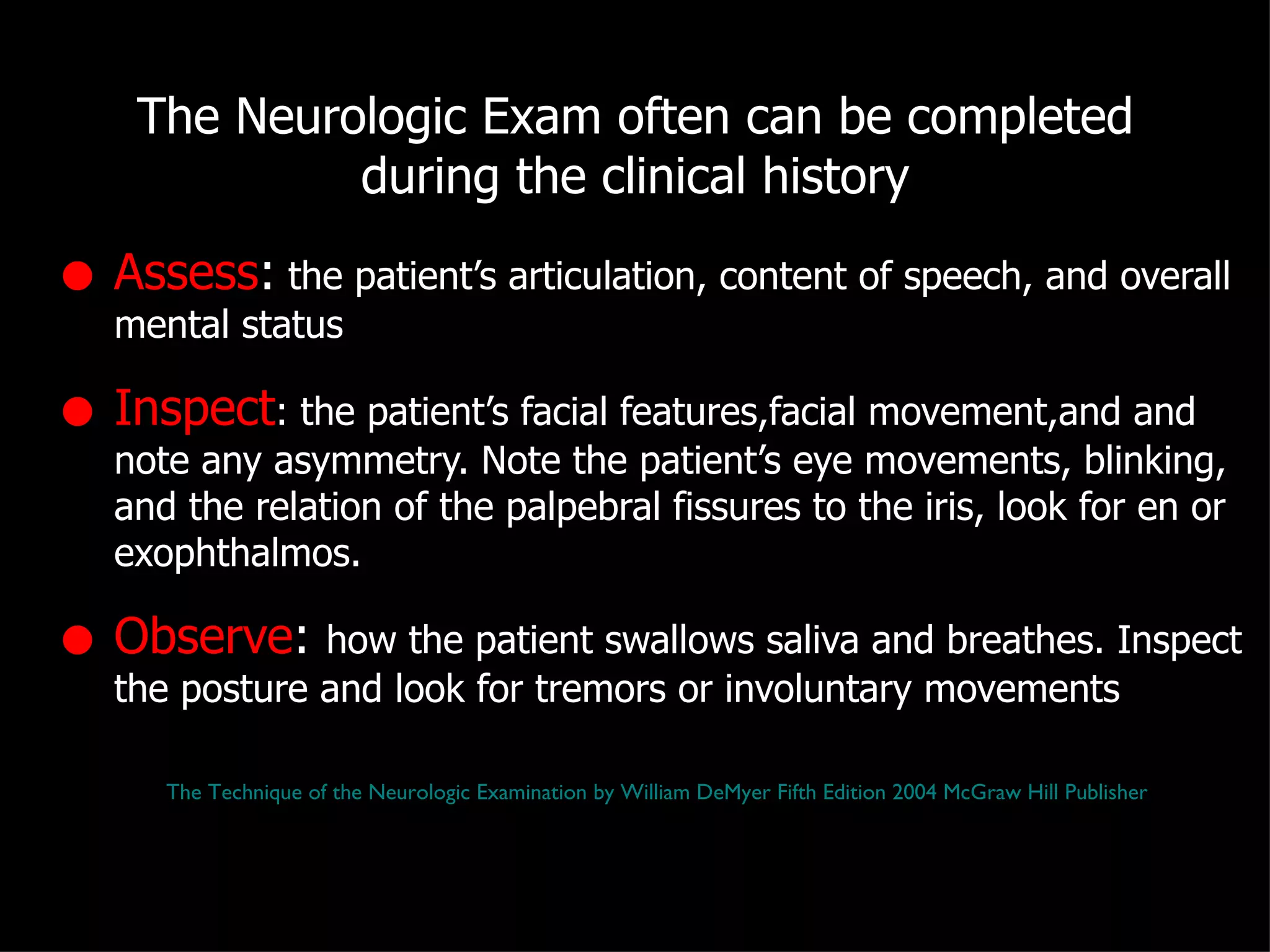 The neurologicexamination | PPT