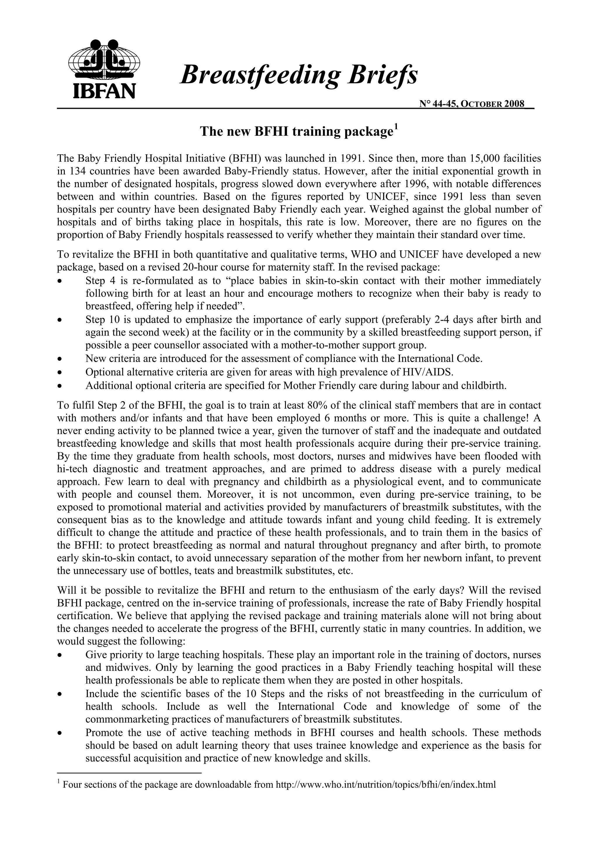 The New Bfhi Training Package | PDF | Pregnancy | Reproductive Health