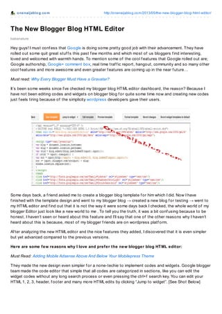 The New Blogger Blog HTML Editor | PDF