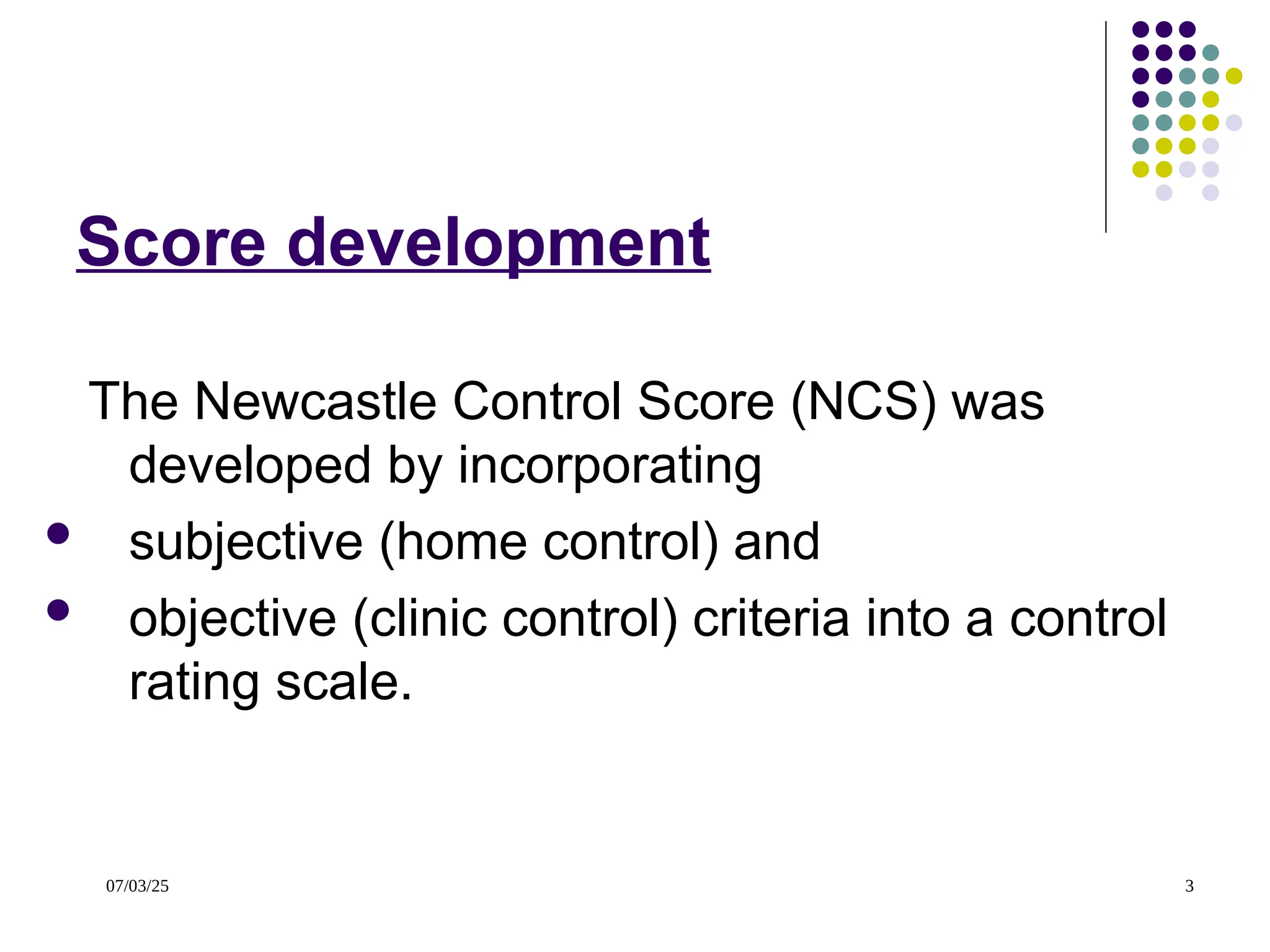 The Newcastle Control Score for exotrpia ppt | PPT