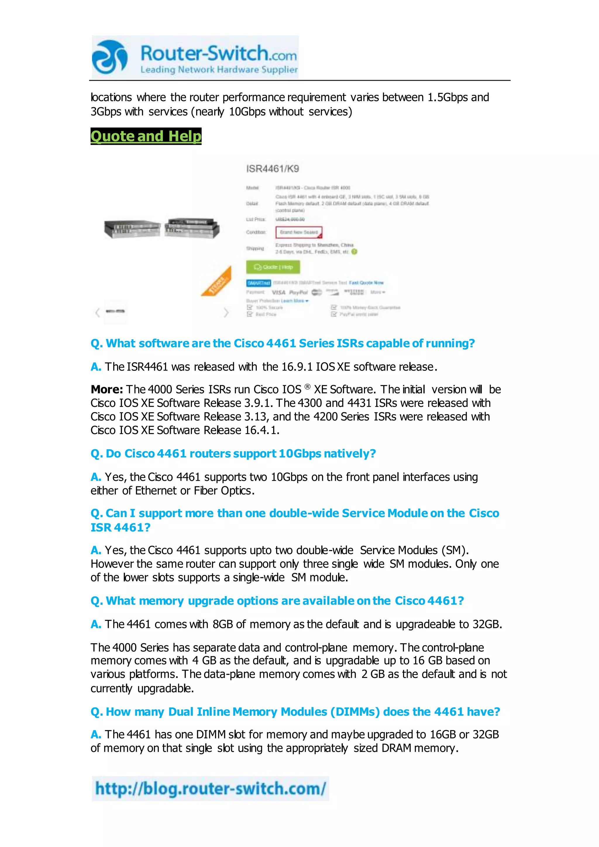The new cisco isr 4461 faq | PDF