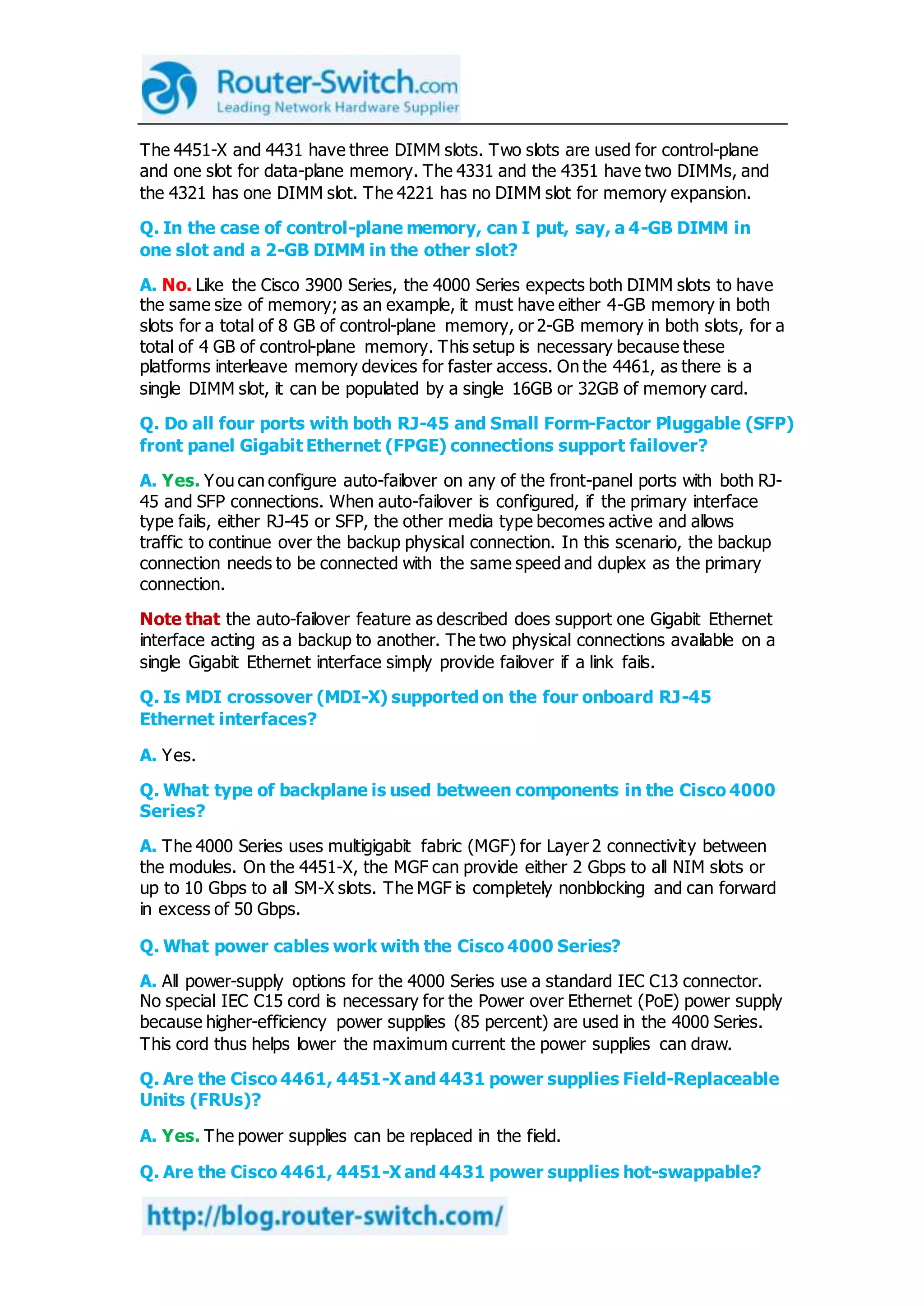 The new cisco isr 4461 faq | PDF