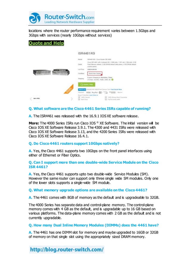 The new cisco isr 4461 faq | PDF