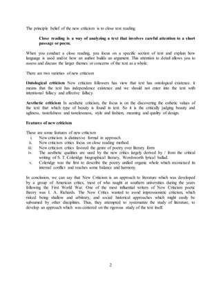 The new criticism | DOCX | Poetry | Books and Literature