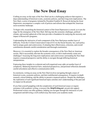 The New Deal Essay. How successful was the new deal? - GCSE History ...