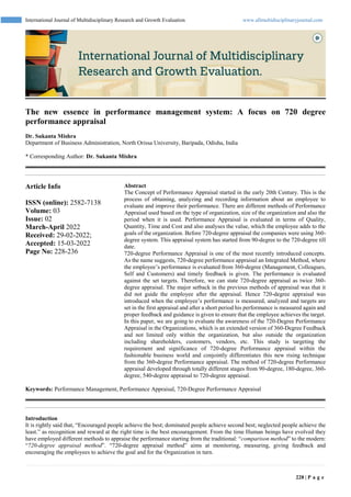The new essence in performance management system A focus on 720 degree ...