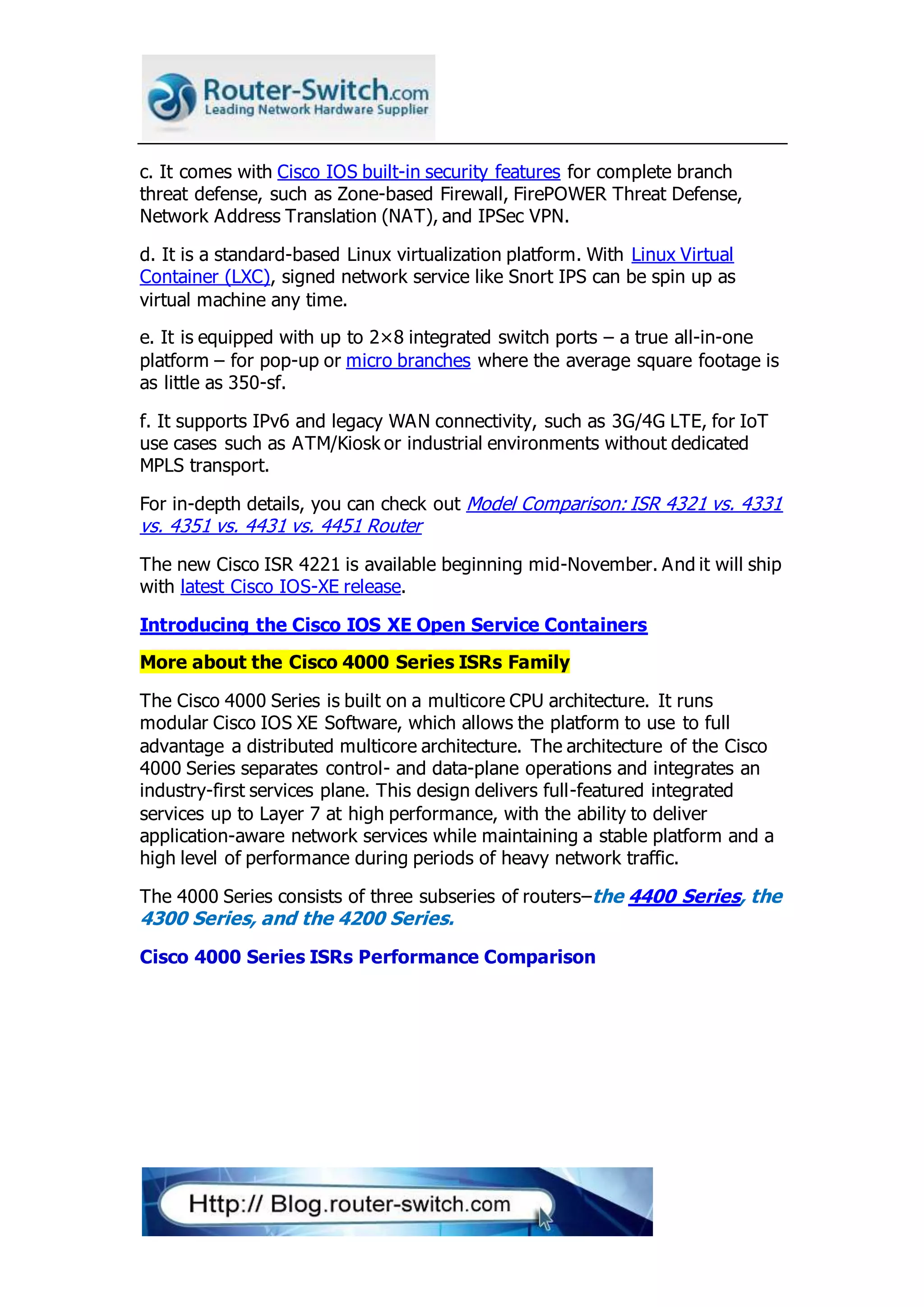 The new isr 4221, the new cisco dna ready platform | DOCX | Internet | Computing