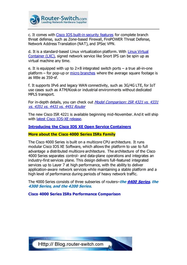 The new isr 4221, the new cisco dna ready platform | PDF