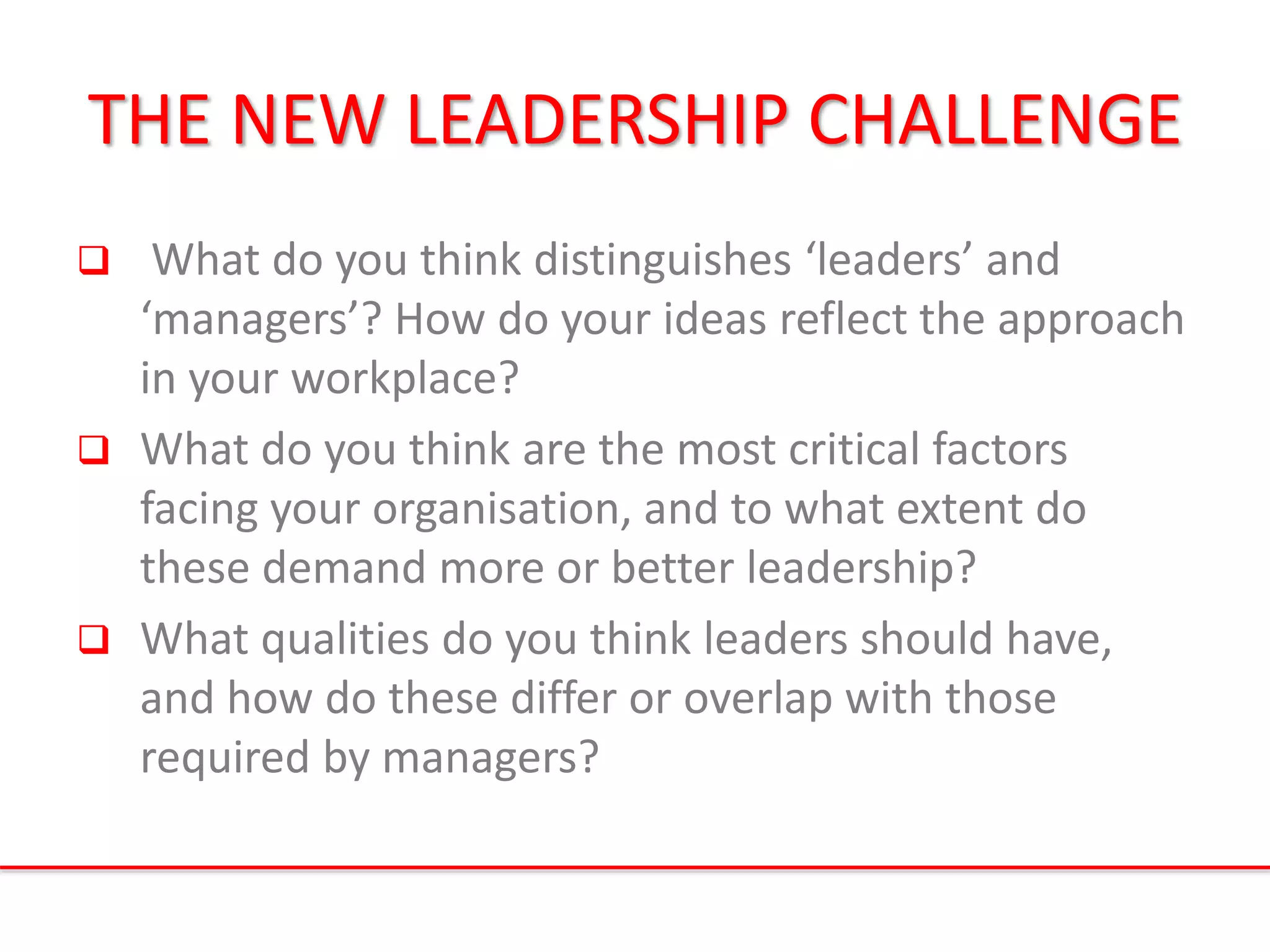The new leadership challenge | PPTX