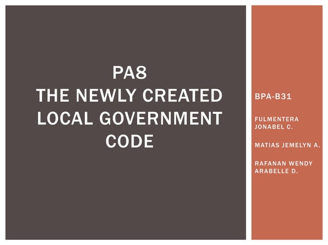 The Newly Created Local Government Code of the Philippines | PPTX ...