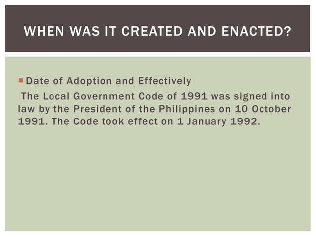 The Newly Created Local Government Code of the Philippines | PPTX ...