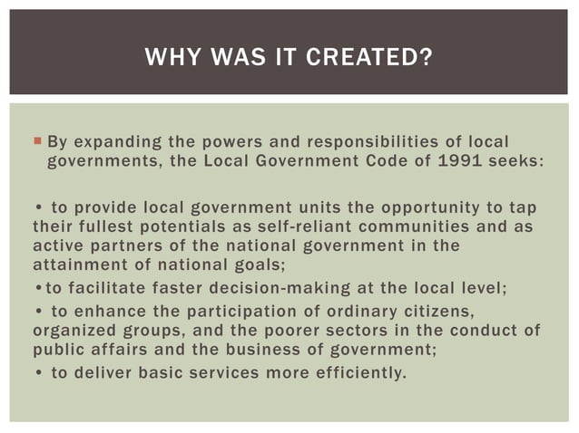 The Newly Created Local Government Code of the Philippines | PPTX ...