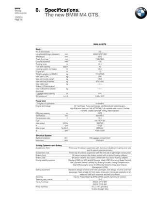 Scheda Tecnica BMW M4 GTS | PDF