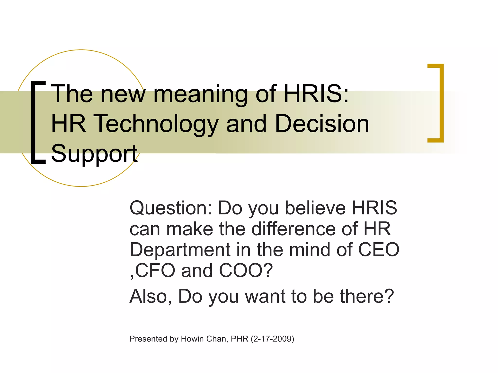 The New Mission Of HRIS | PPT