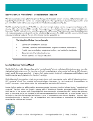 Medical Exercise Training: The New Modality | PDF