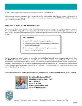 Medical Exercise Training: The New Modality | PDF