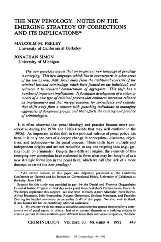 The new penology notes on the emerging strategy of corrections a | PDF