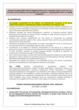 The new resume of ardhendu kumar bose new | DOC