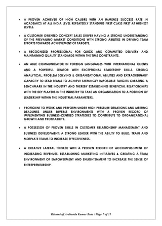The new resume of ardhendu kumar bose new | DOC