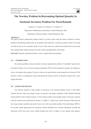 The newsboy problem in determining optimal quantity in | PDF | Logistics | Business