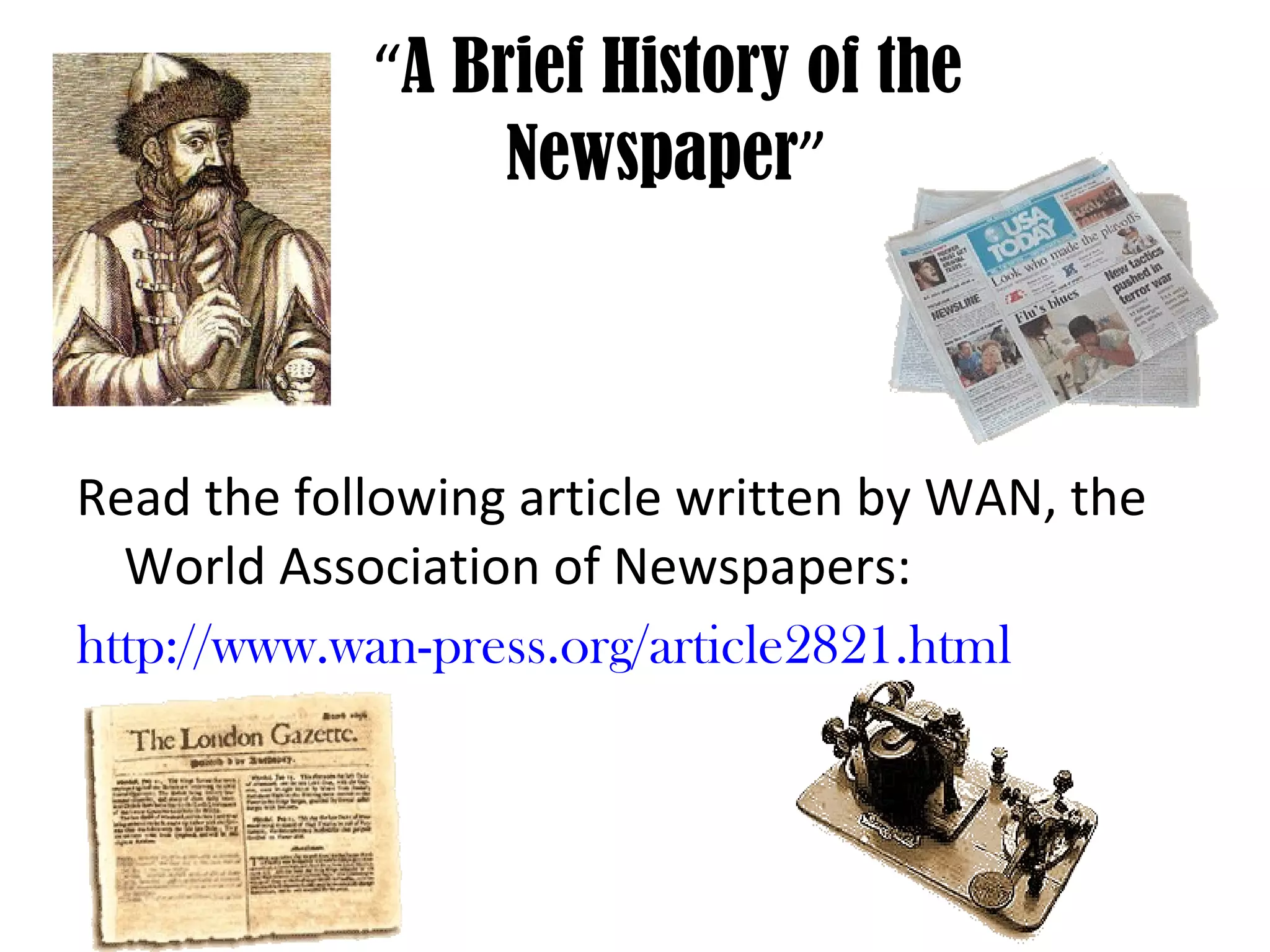 The newspaper lesson intro | PPT