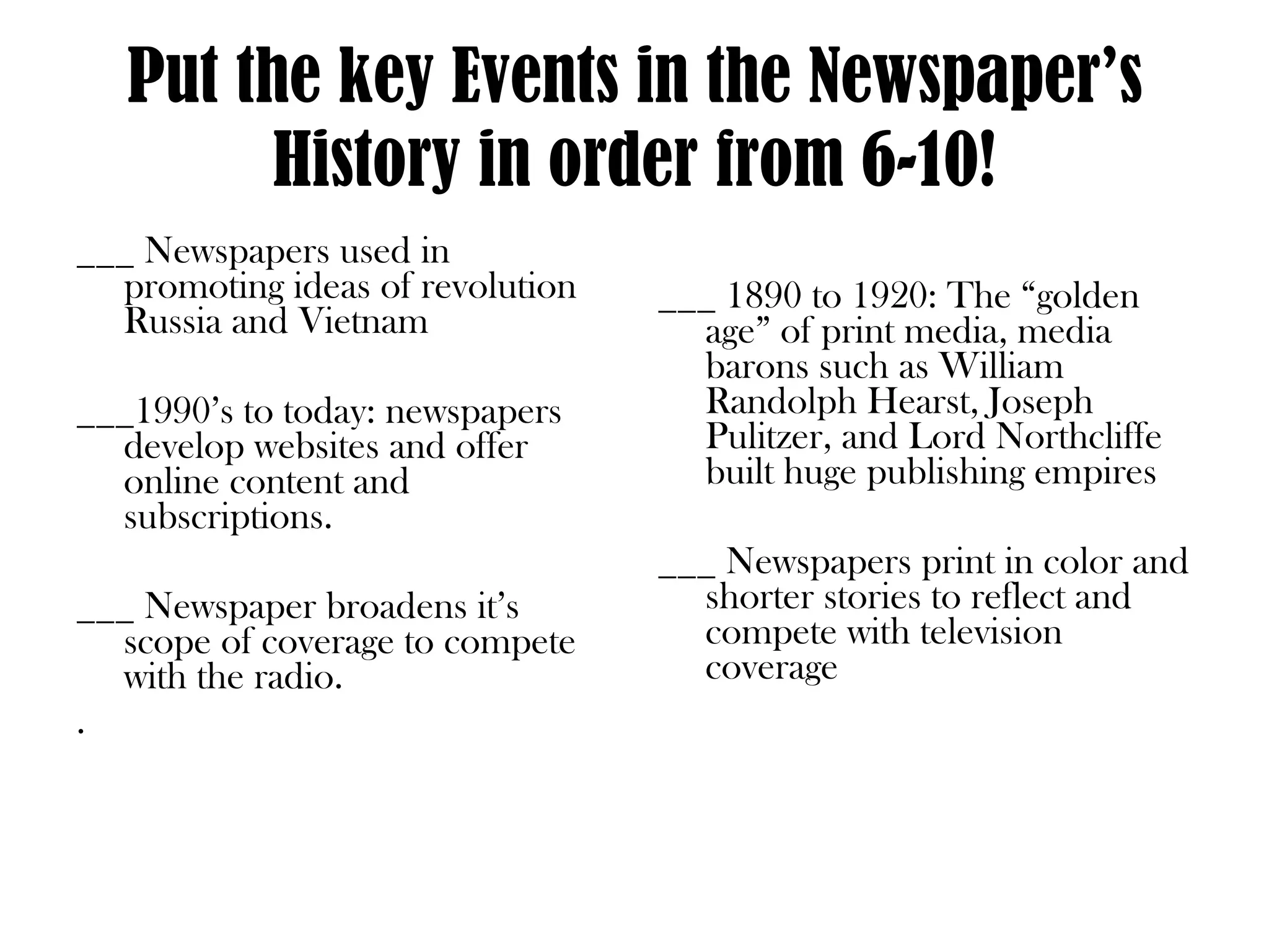 The newspaper lesson intro | PPT