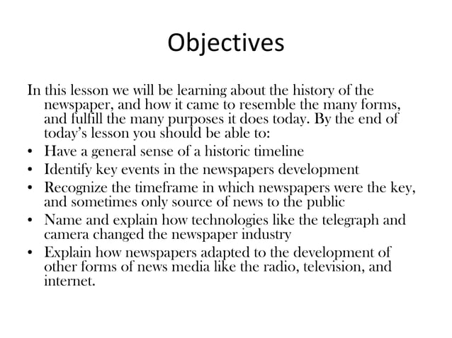 The newspaper lesson intro | PPT