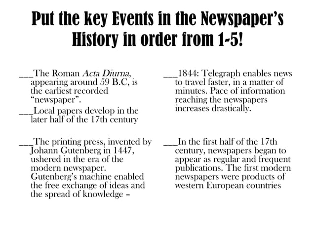 The newspaper lesson intro | PPT
