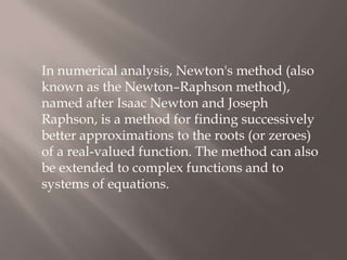 The newton raphson method | PPTX