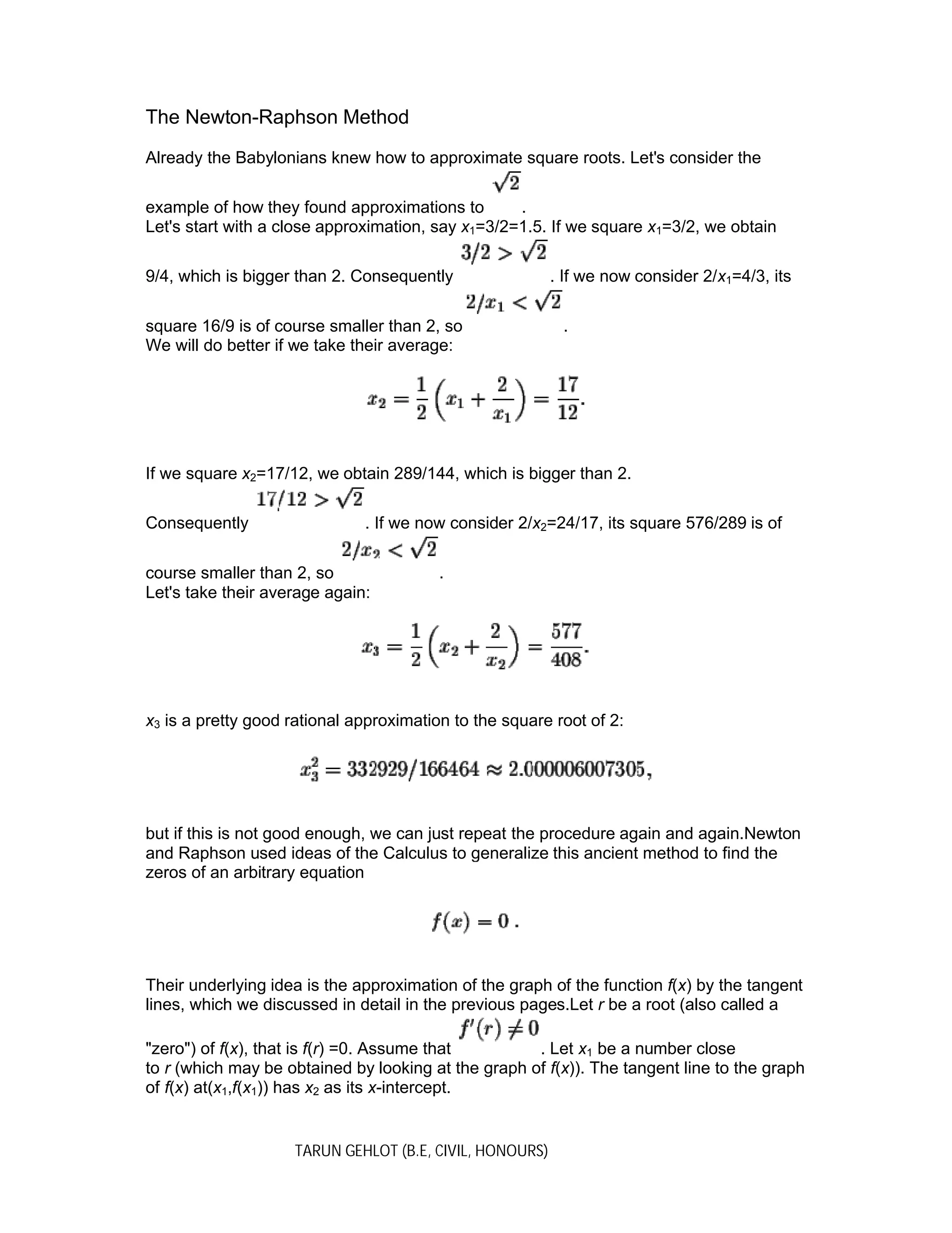The newton raphson method | PDF