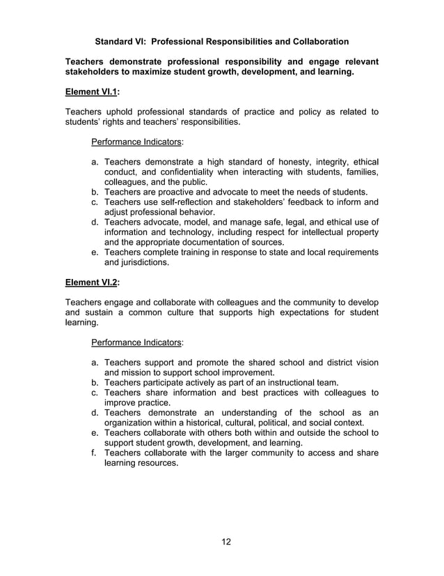 The new york teaching standards | PDF | Professional School ...