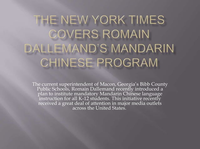 The new york times covers romain dallemand’s mandarin | PPT