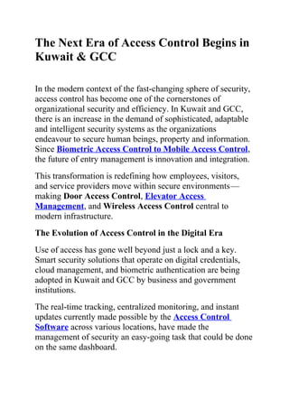 The Next Era of Access Control Begins in Kuwait & GCC.docx