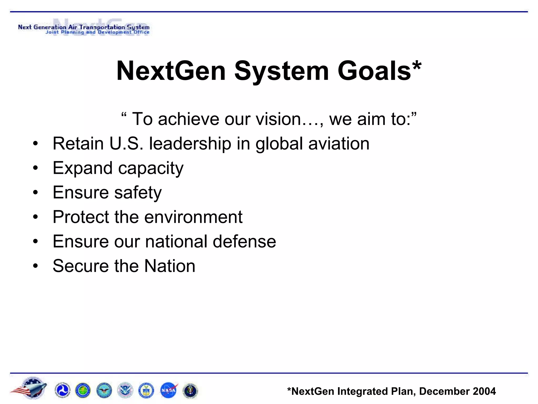 The Next Generation Air Transportation System V1 | PPT | Free Download