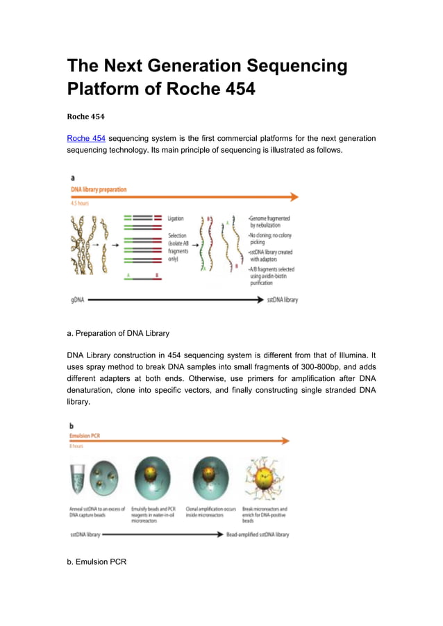 The next generation sequencing platform of roche 454 | PDF | Biotech ...
