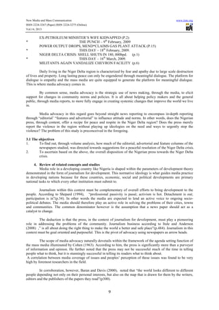 The niger delta crisis and advocacy for peace by the nigerian press a ...