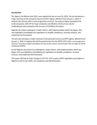 Comprehensive Overview of Nigeria Tax Reform Acts 2025: CIT, PIT, VAT ...