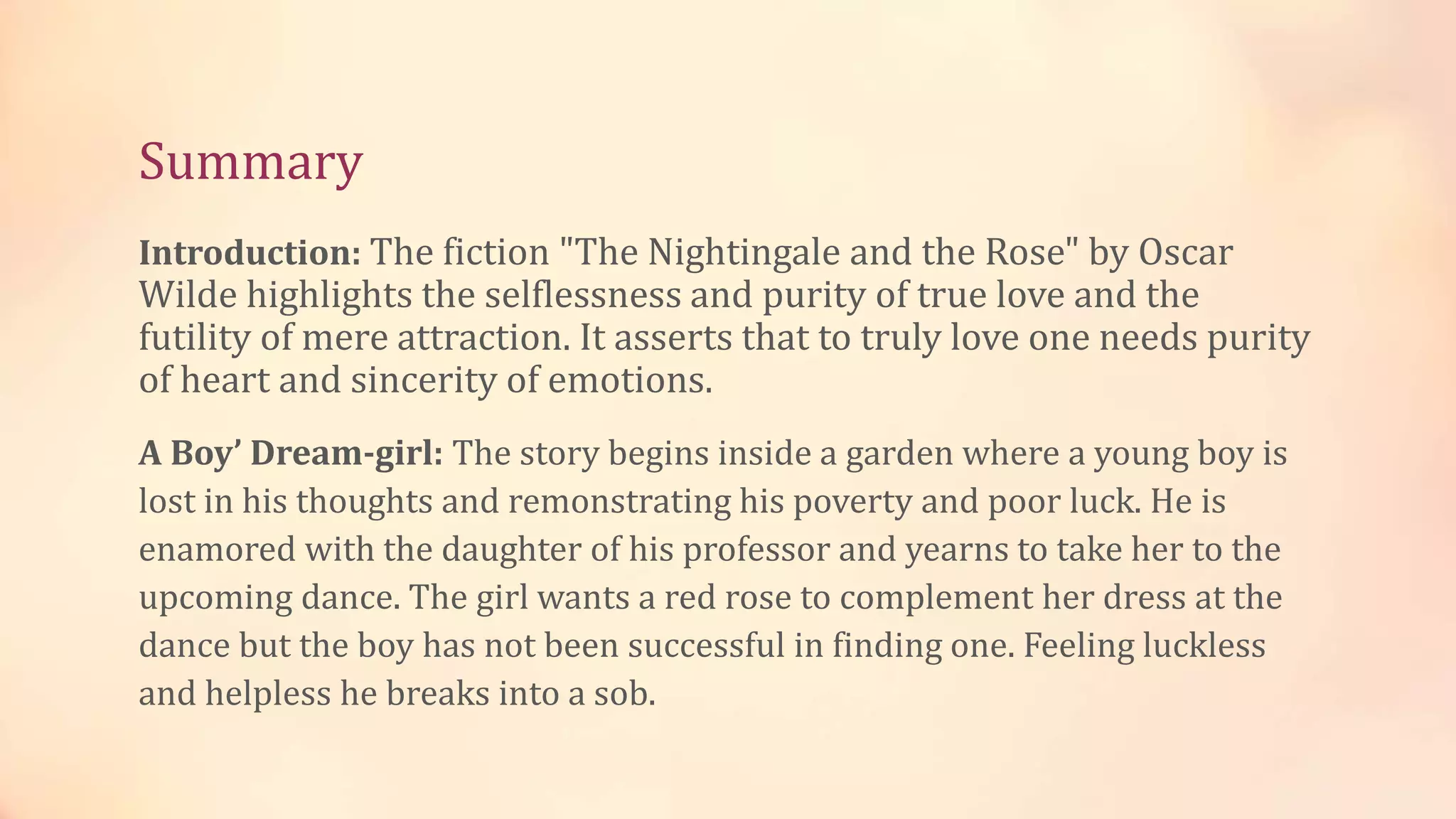 The nightingale and the rose by oscar wilde | PPTX