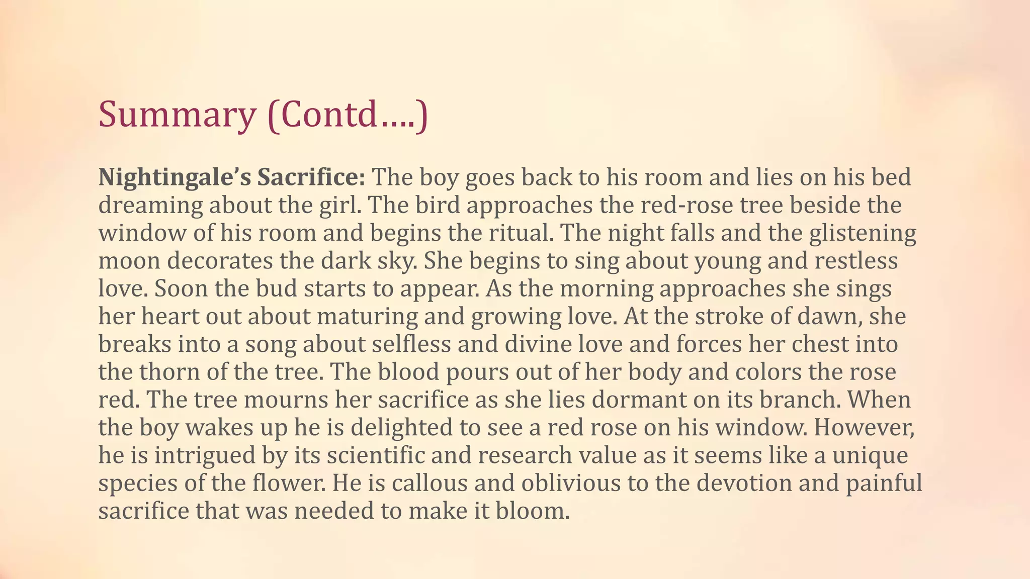 The nightingale and the rose by oscar wilde | PPTX