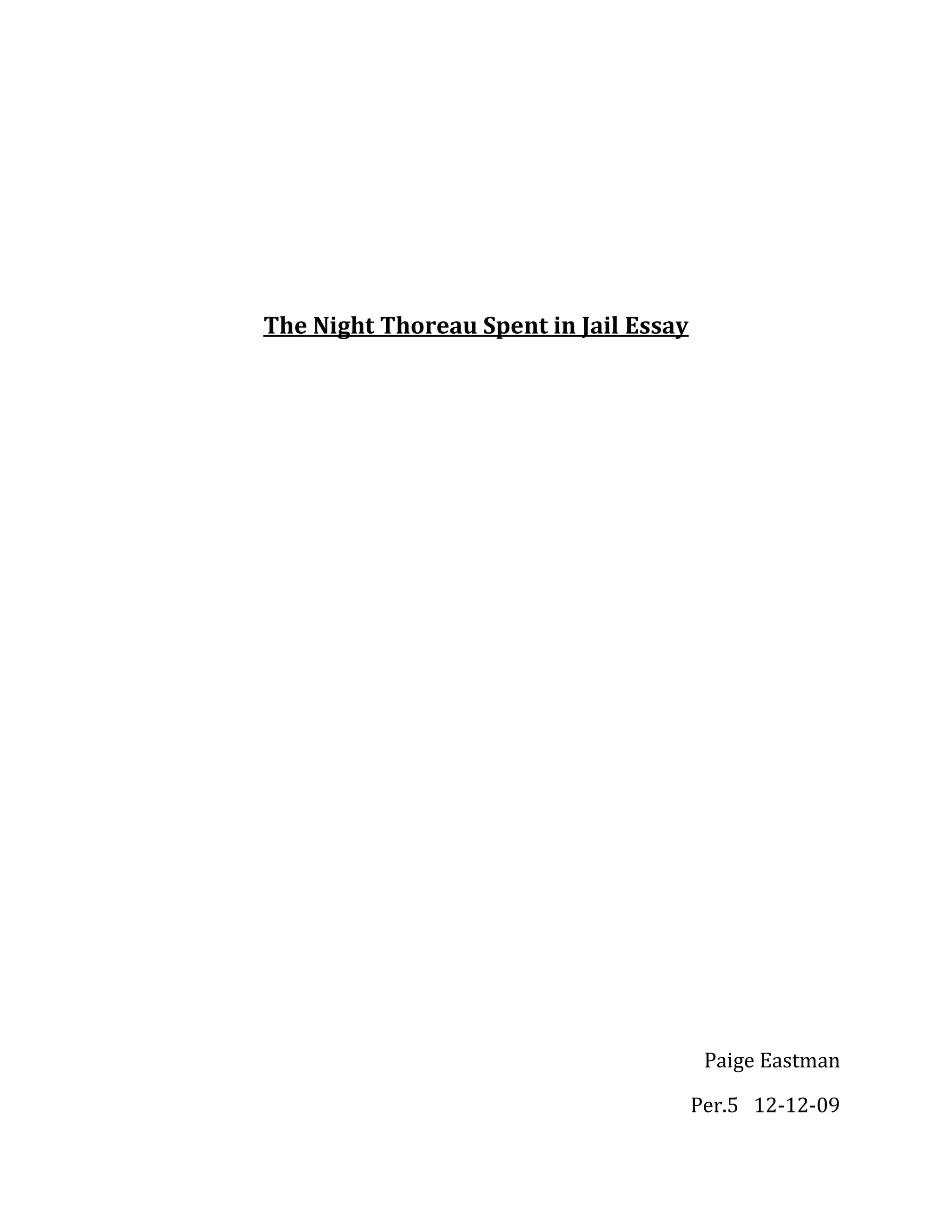 The Night Thoreau Spent In Jail | DOCX